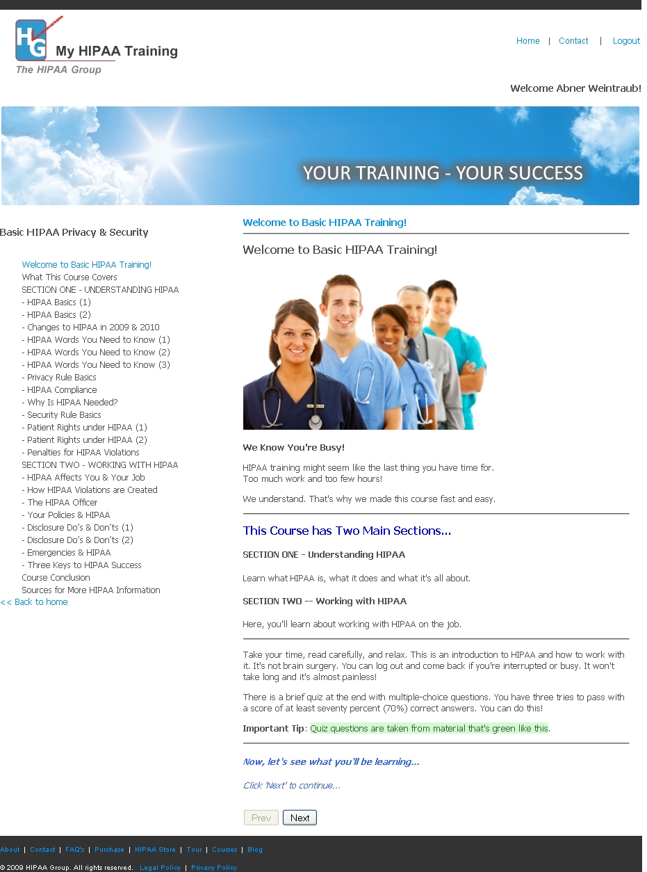 My HIPAA Training